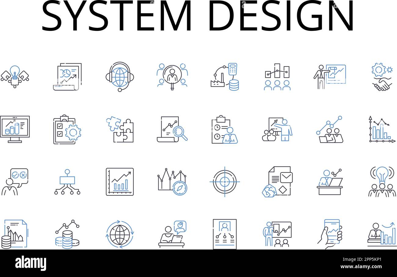 System design line icons collection. Strategic planning, Budget control ...