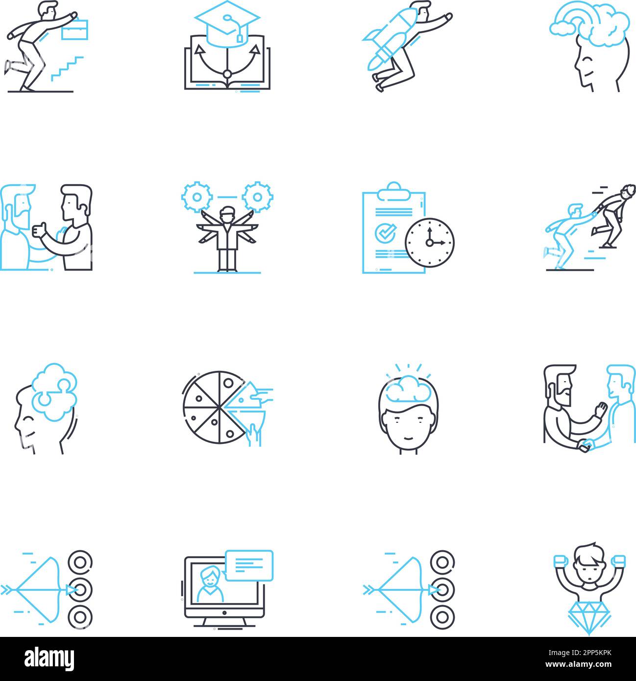 Motivation concept linear icons set. Ambition, Drive, Passion ...