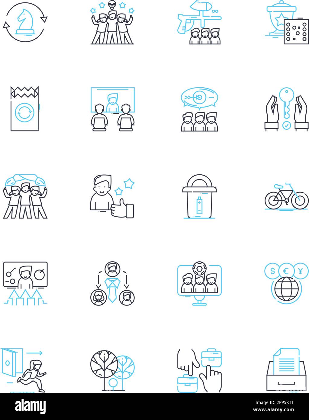 Transnational communication linear icons set. Globalization, Diaspora ...