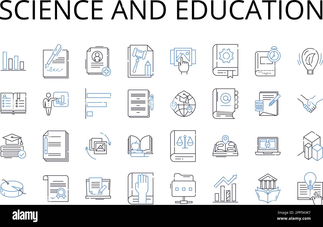 Science and education line icons collection. knowledge, intelligence ...