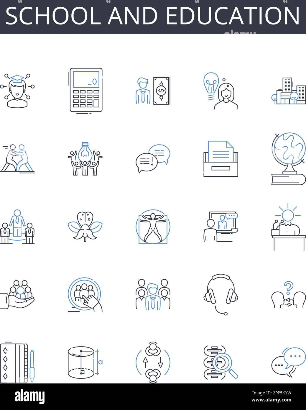School and education line icons collection. Institution, Academy ...