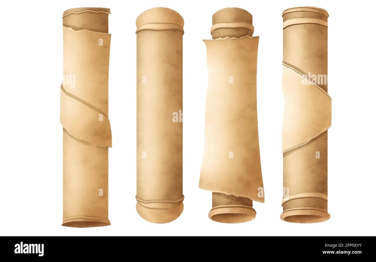 set vector illustration of ui old bundle ancient decree paper isolated ...