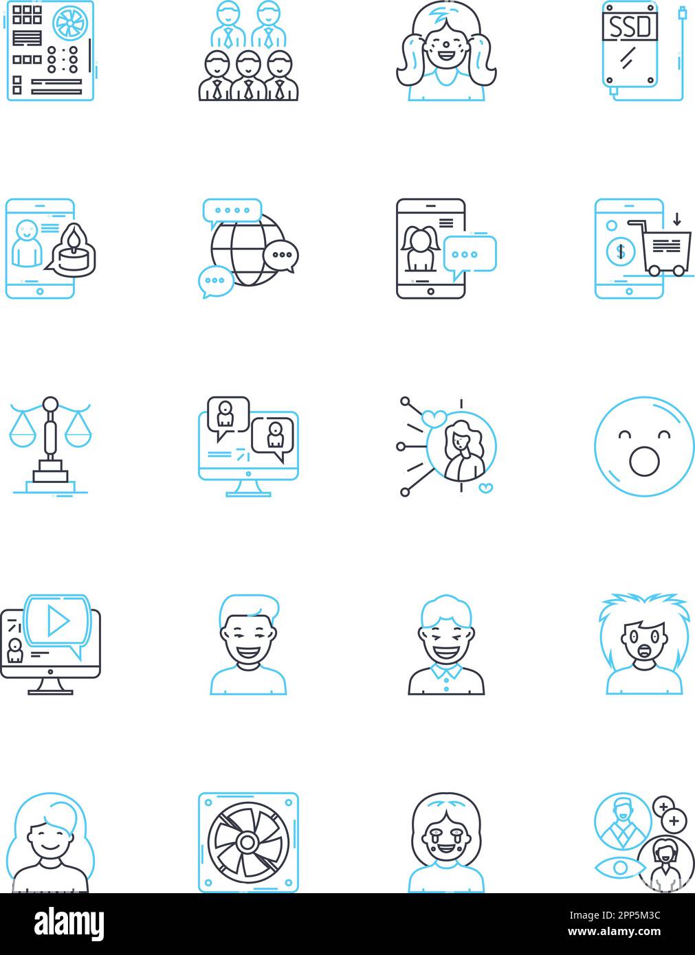 Colloquium linear icons set. Conference, Symposium, Discussion ...