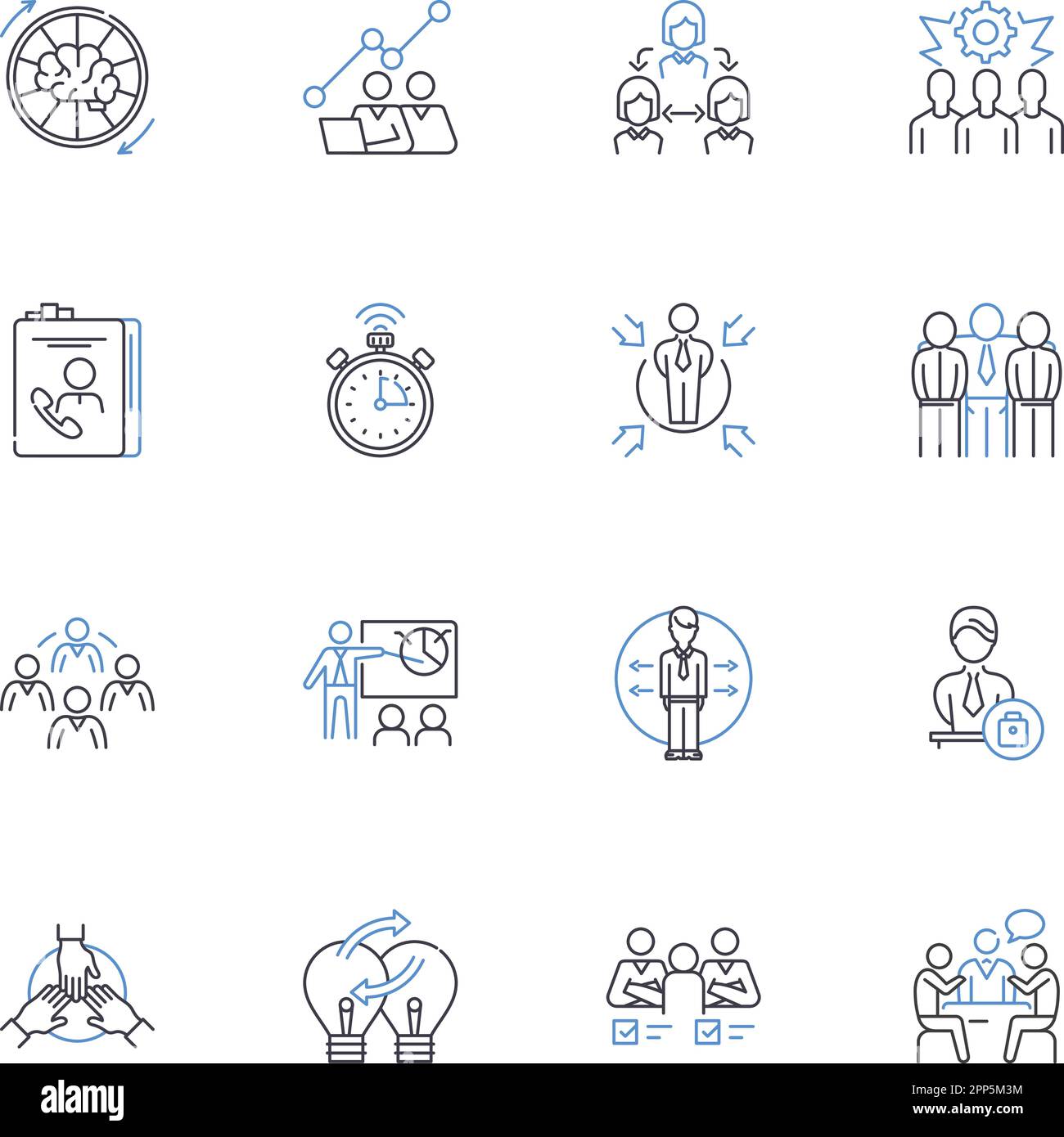 Coordination Thinking Outline Icons Collection Synergy Synchronization Collaboration