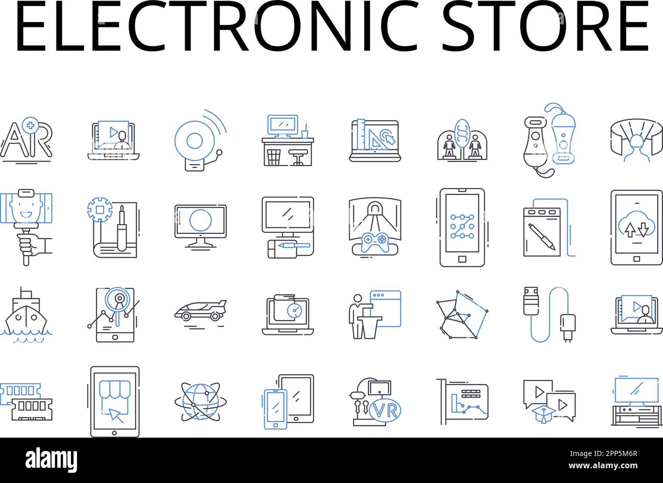Electronic store line icons collection. Gadget shop, Tech store, Device ...