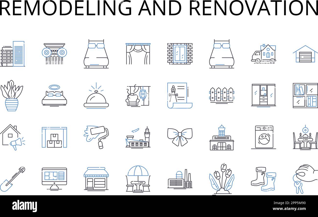 Remodeling and renovation line icons collection. Refurbishing ... Remodeling and renovation line icons collection. Refurbishing ...