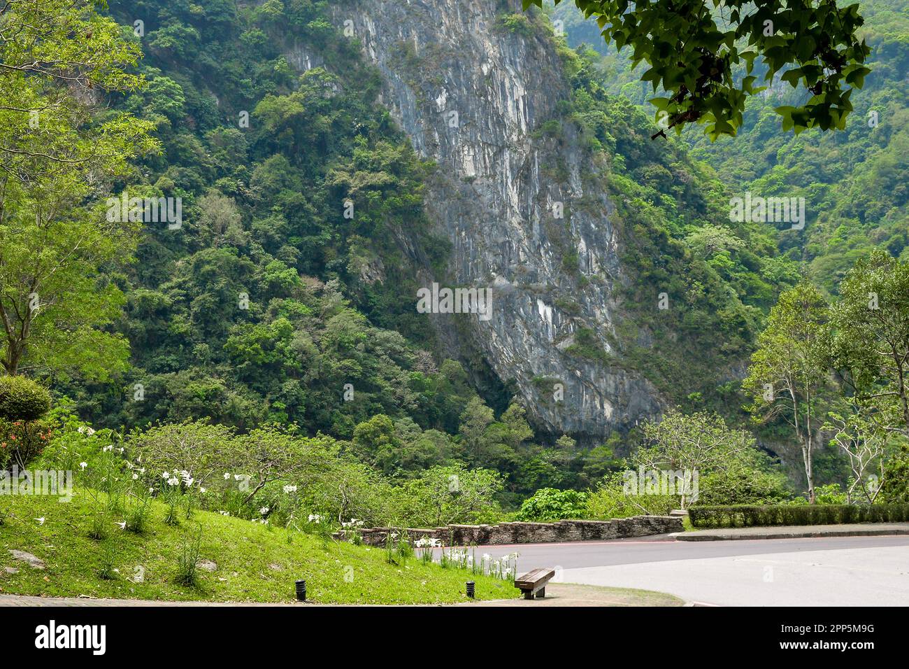 Green mountain gorge at the entrance of Taroko National Park in Hualien ...