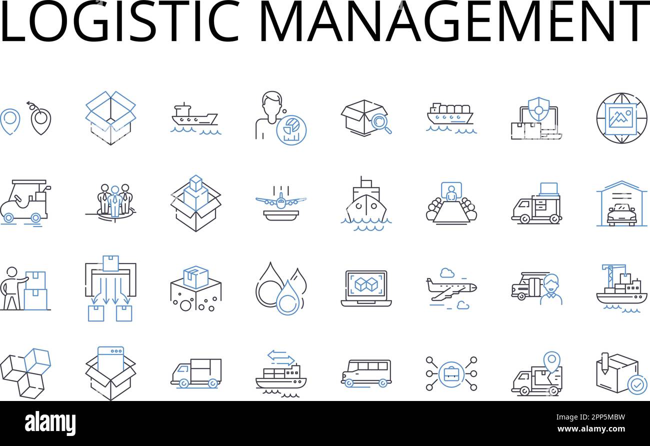 Logistic management line icons collection. Supply chain, Distribution ...