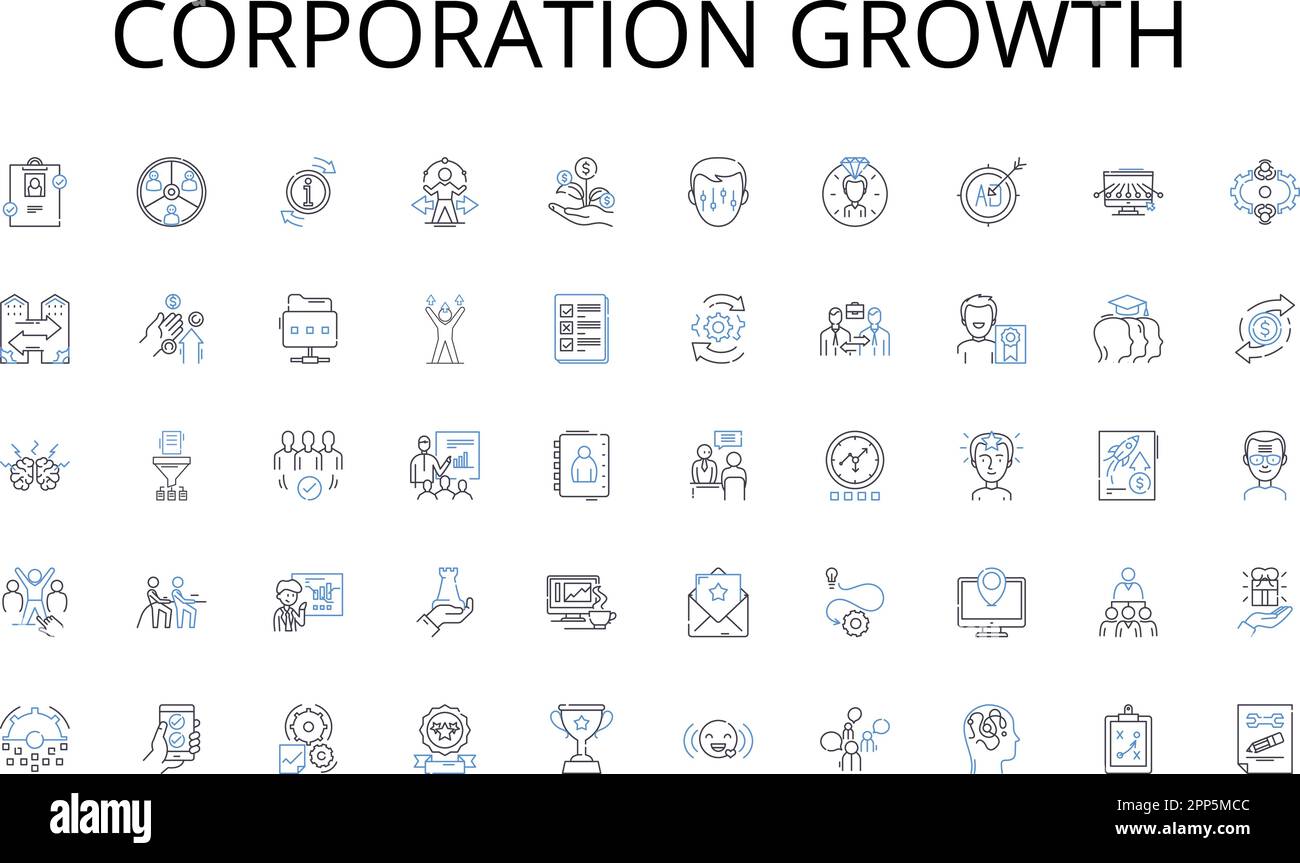 Corporation growth line icons collection. Gratitude, Courageous ...