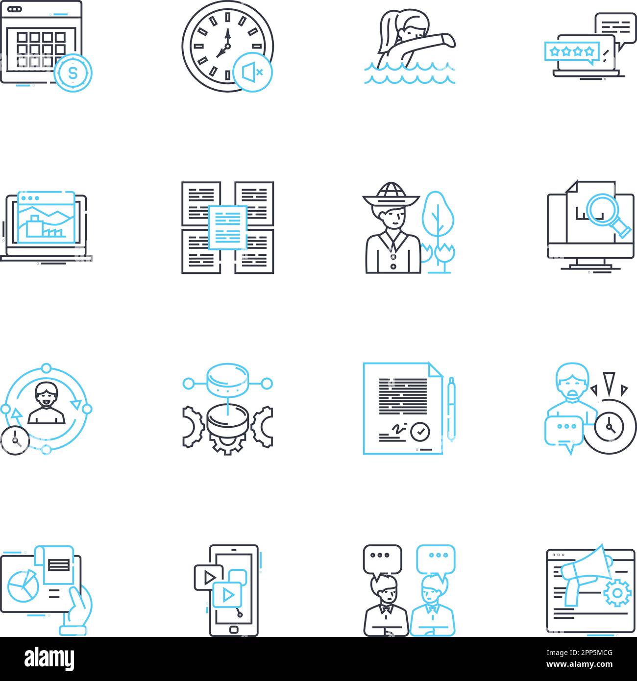 Agenda linear icons set. Schedule, Plan, Program, Calendar, List, Timetable, Itinerary line ...