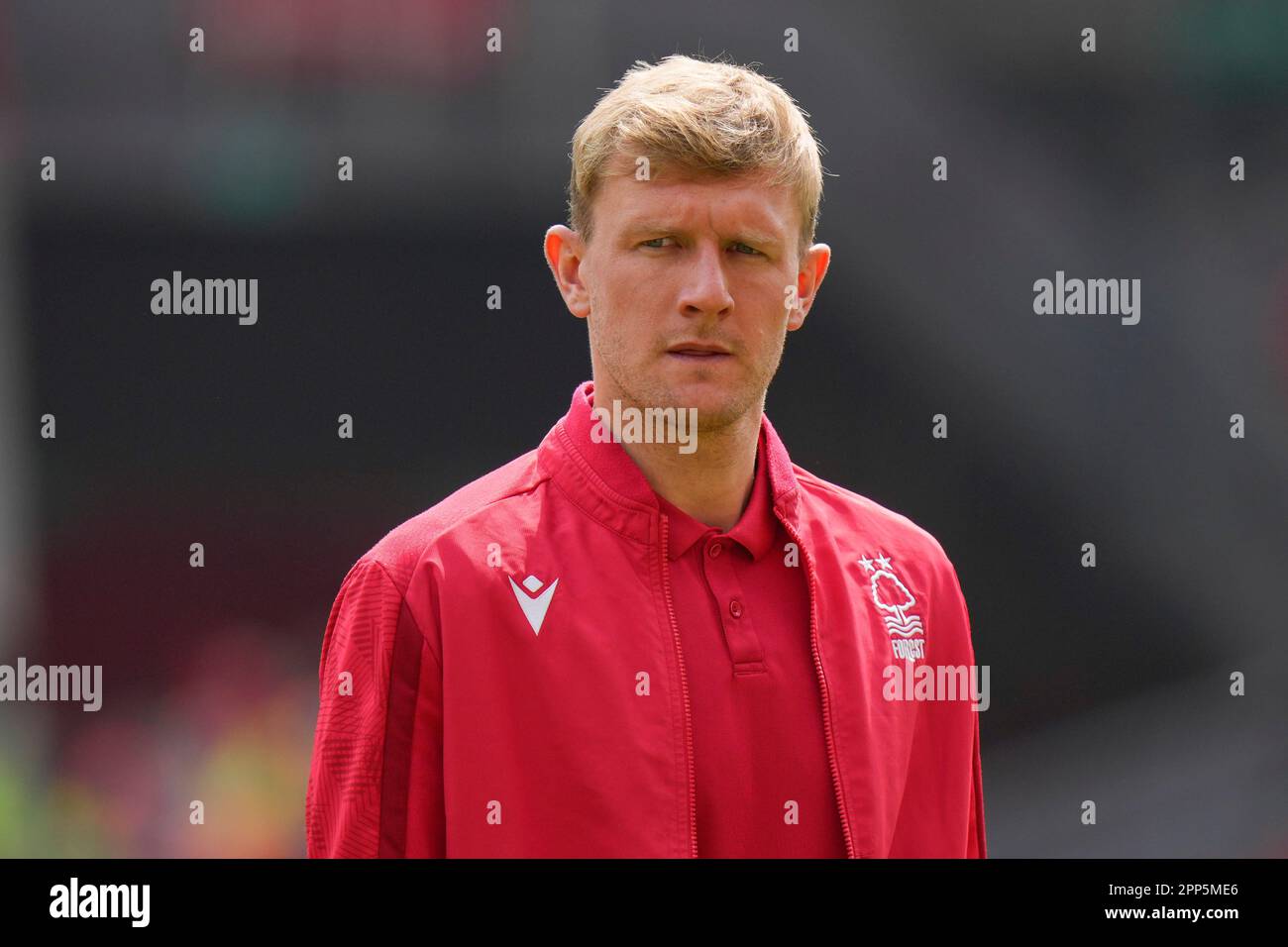 Joe Worrall #4 of Nottingham Forest inspects the pitch before the ...