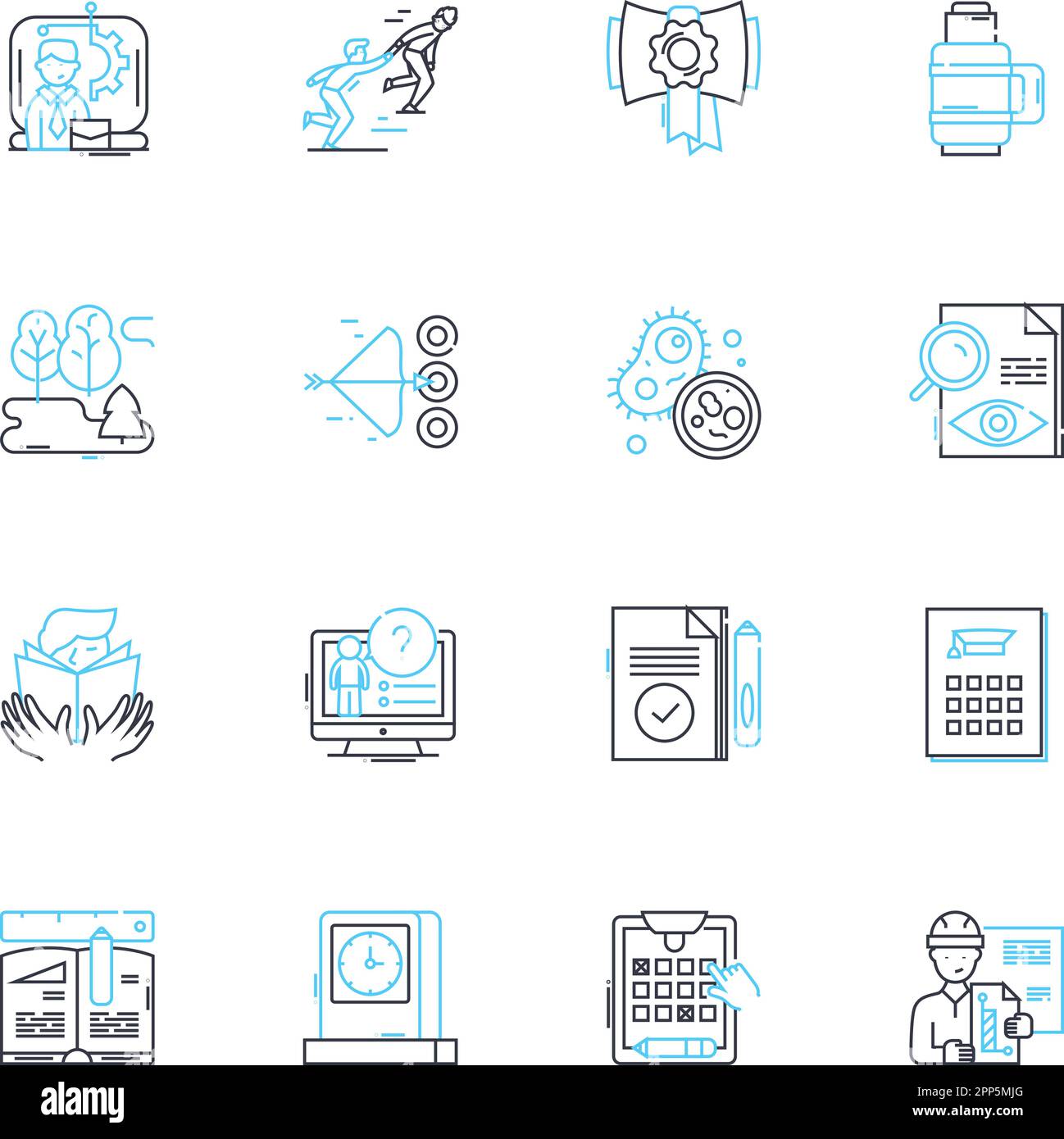 Education Linear Icons Set Learning Knowledge Curriculum Instruction Classroom Professor