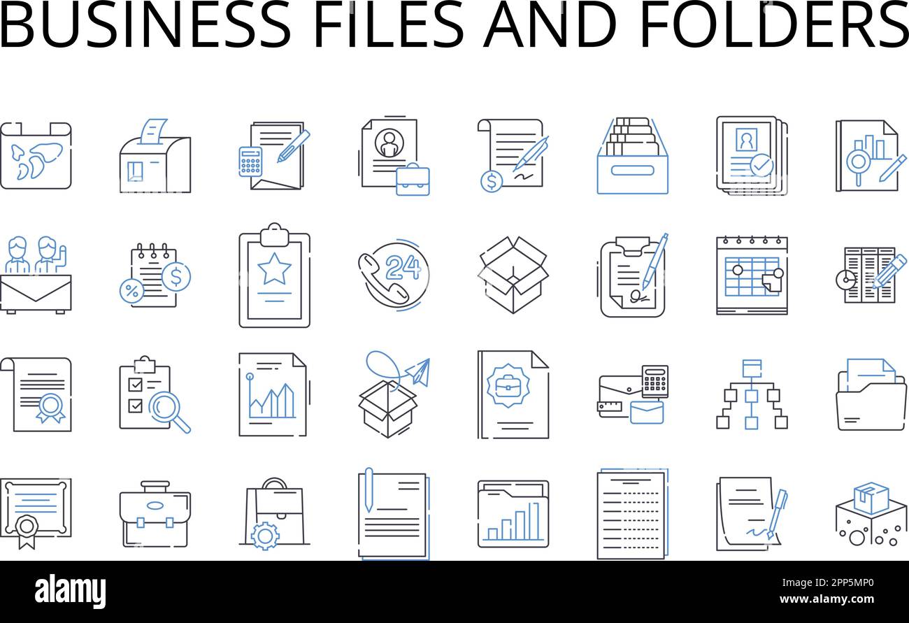 Business files and folders line icons collection. Work documents ... Business files and folders line icons collection. Work documents ...