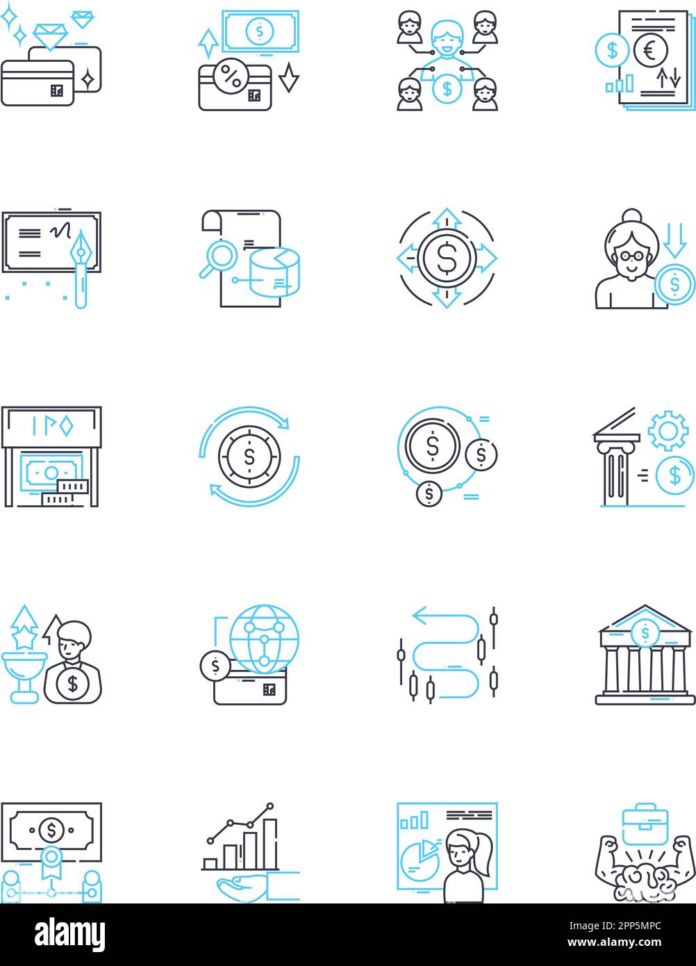 Executive investment linear icons set. Capital, Strategy, Portfolio ...