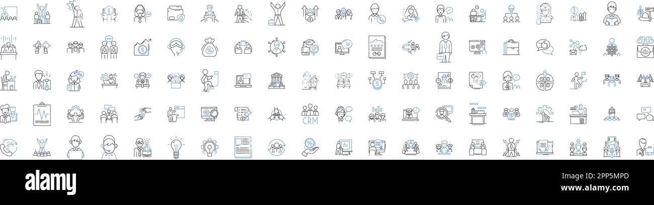 Team Productivity Line Icons Collection Collaboration Efficiency Coordination Cooperation