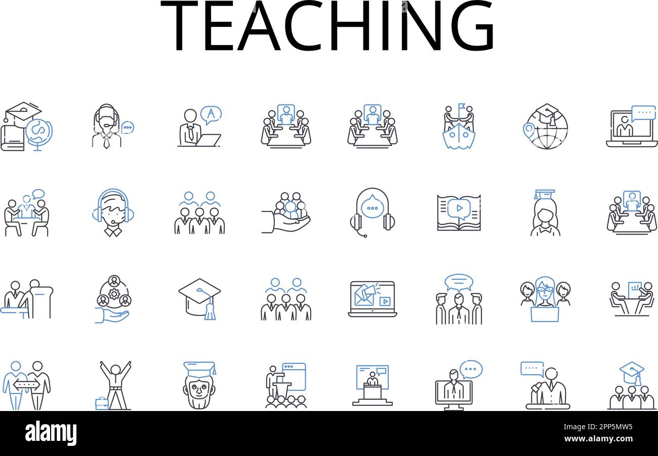 Teaching Line Icons Collection Instructing Educating Tutoring