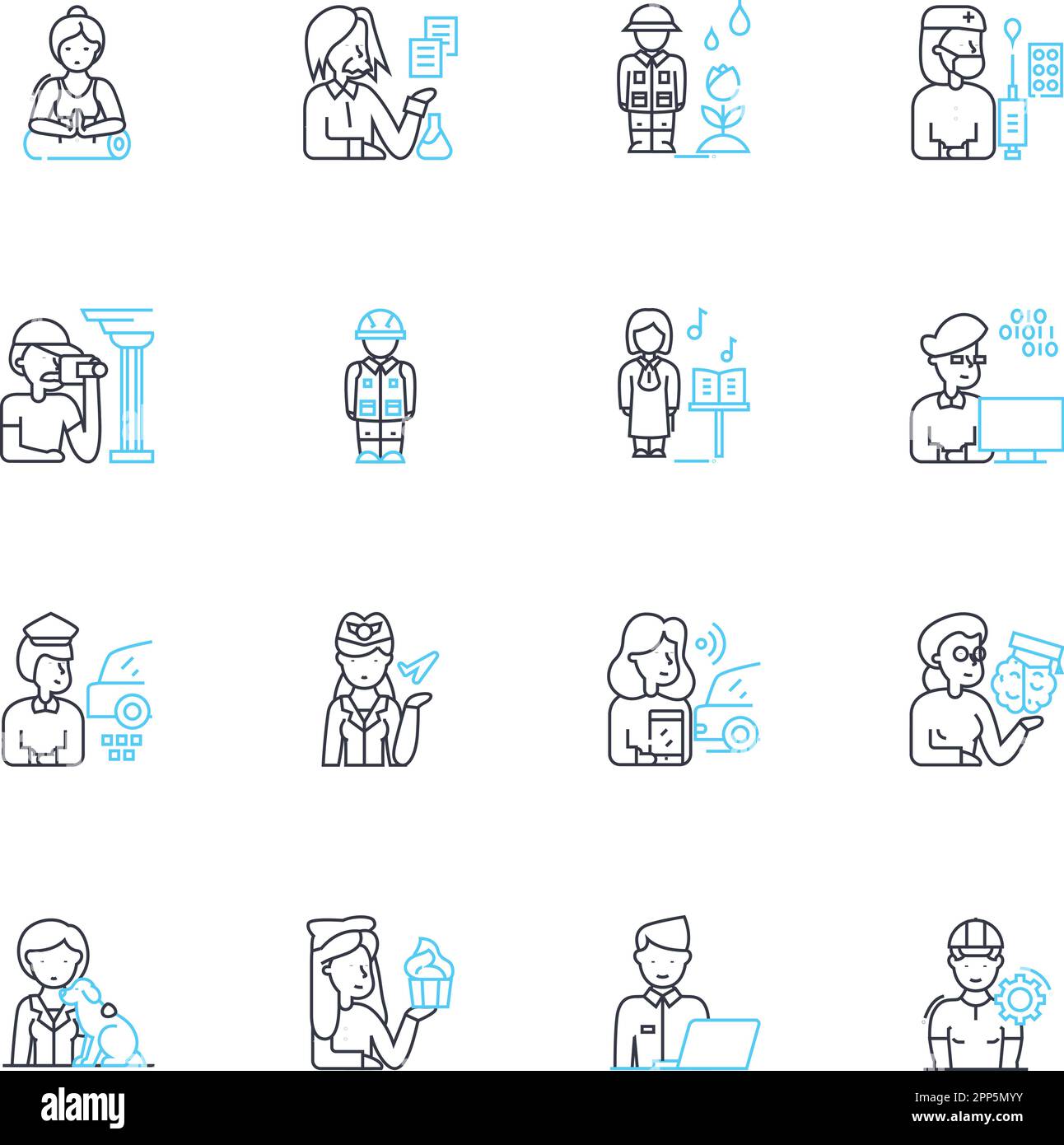 Bright careers linear icons set. Success, Growth, Prosperity, Progression, Achievement ...