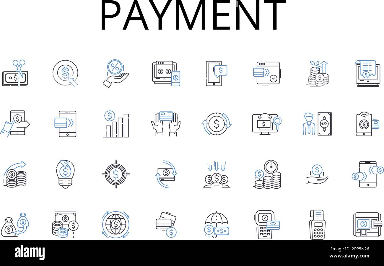 Payment line icons collection. Transaction, Remittance, Settlement ...