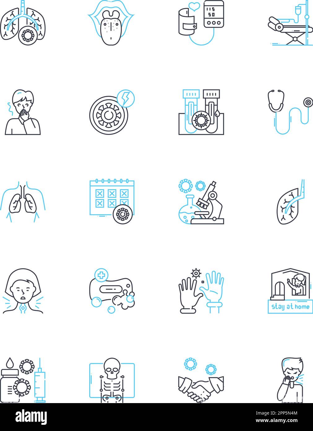 Pandemic intervention linear icons set. Quarantine, Isolation, Contact ...