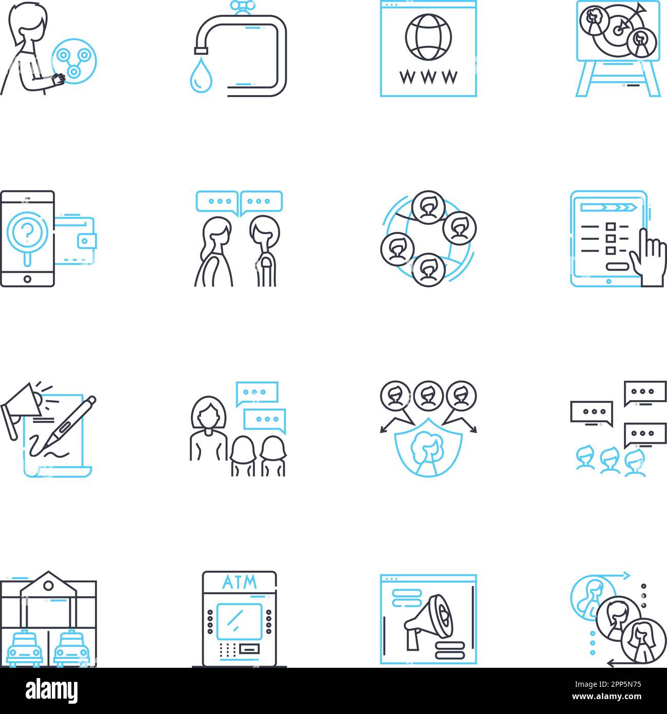 Reputation management linear icons set. Trust, Credibility, Perception ...