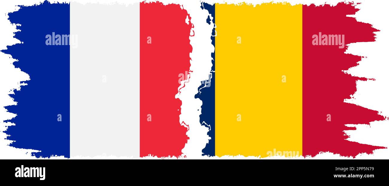 Chad and France grunge flags connection, vector Stock Vector Image ...