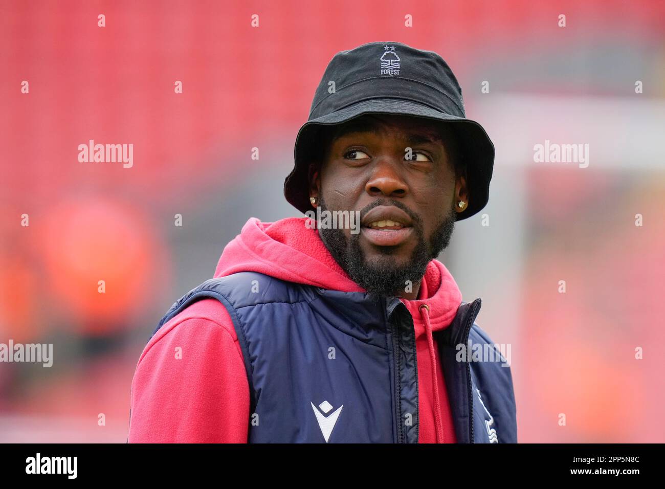 Orel Mangala #5 of Nottingham Forest before the Premier League match ...