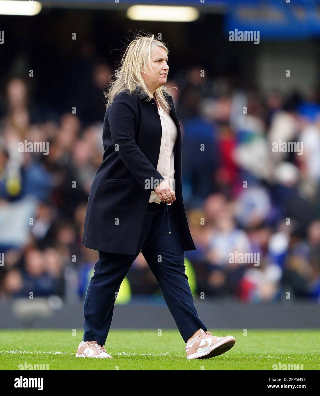 Chelsea manager Emma Hayes at the final whistle following the UEFA ...