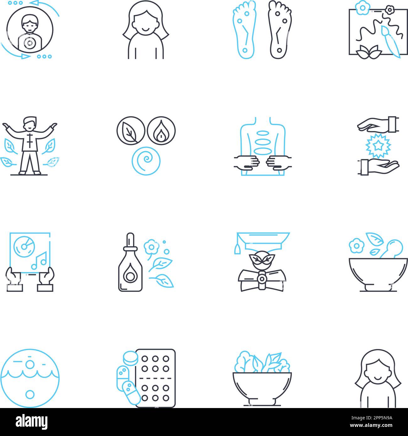 Herbal remedies linear icons set. Aromatherapy, Digestion, Immunity ...