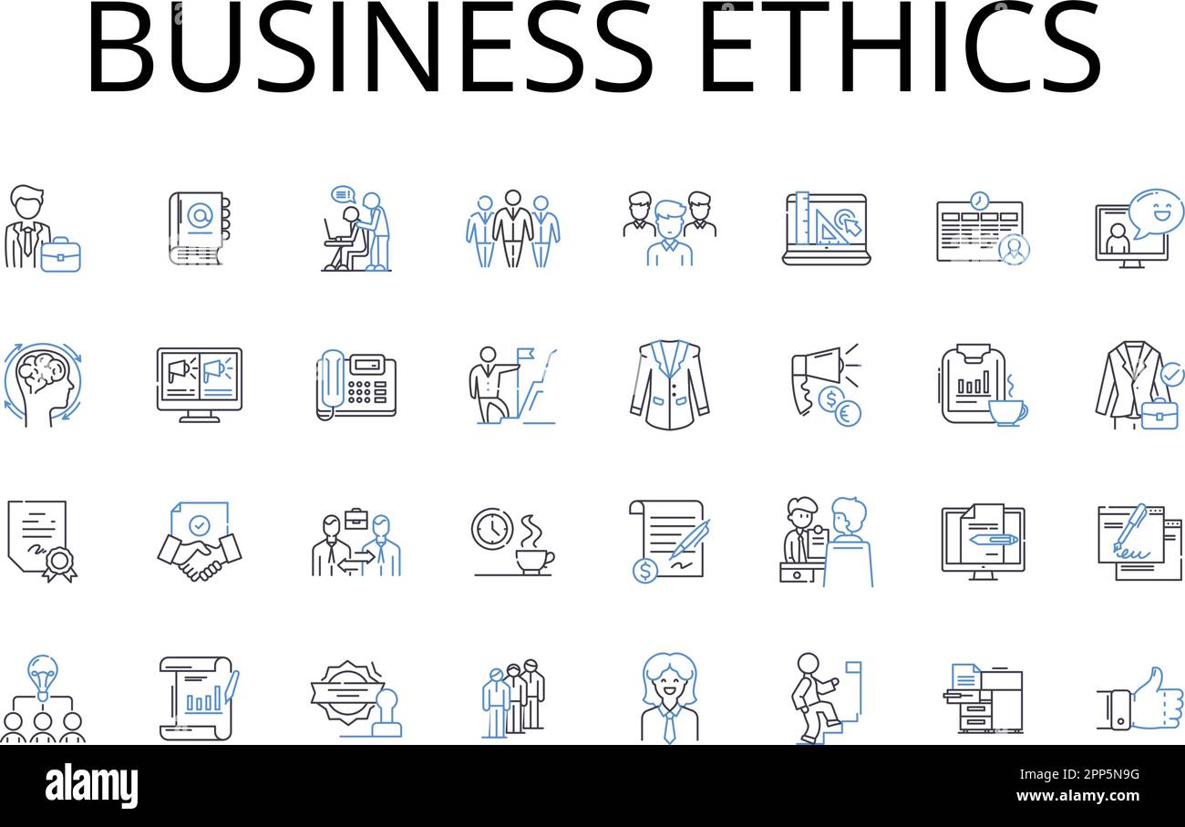 Business ethics line icons collection. Social responsibility, Political ...