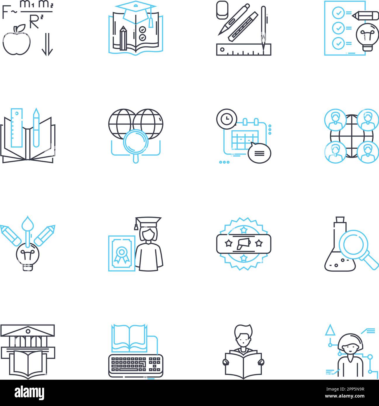 Skill-building linear icons set. Development, Mastery, Competence ...