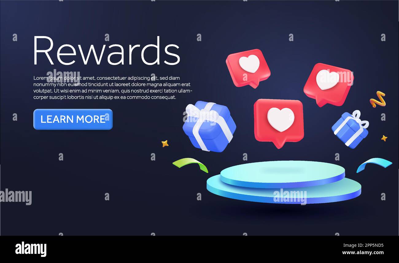 3D floating Social Media Facebook Instagram Heart icons with gift boxes ...