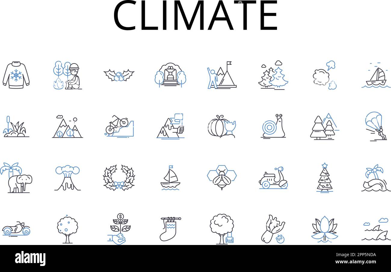 Climate Line Icons Collection Environment Atmosphere Weather Temperature Ecology Biosphere