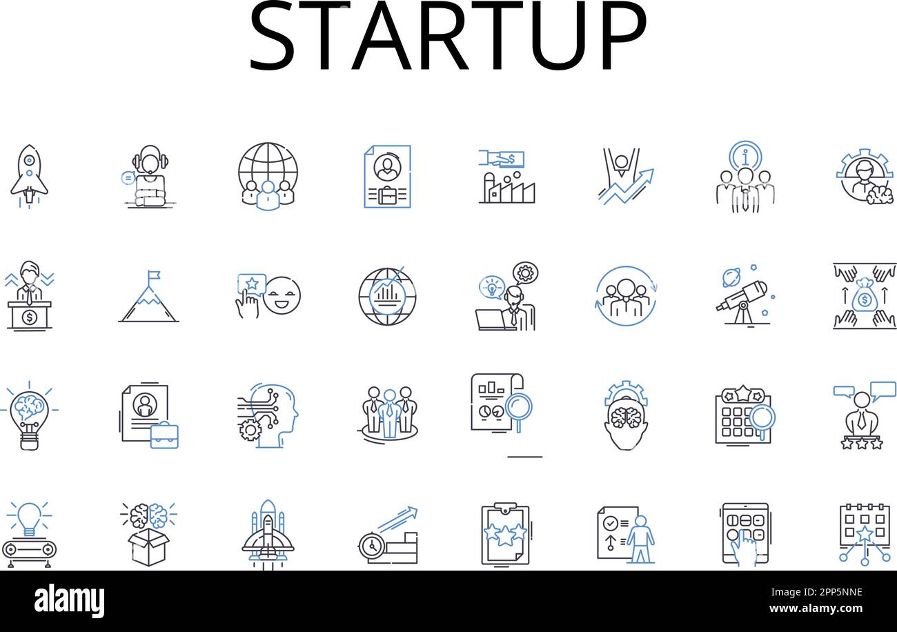 Startup line icons collection. New venture, Emerging business, Fresh company, Nascent enterprise ...