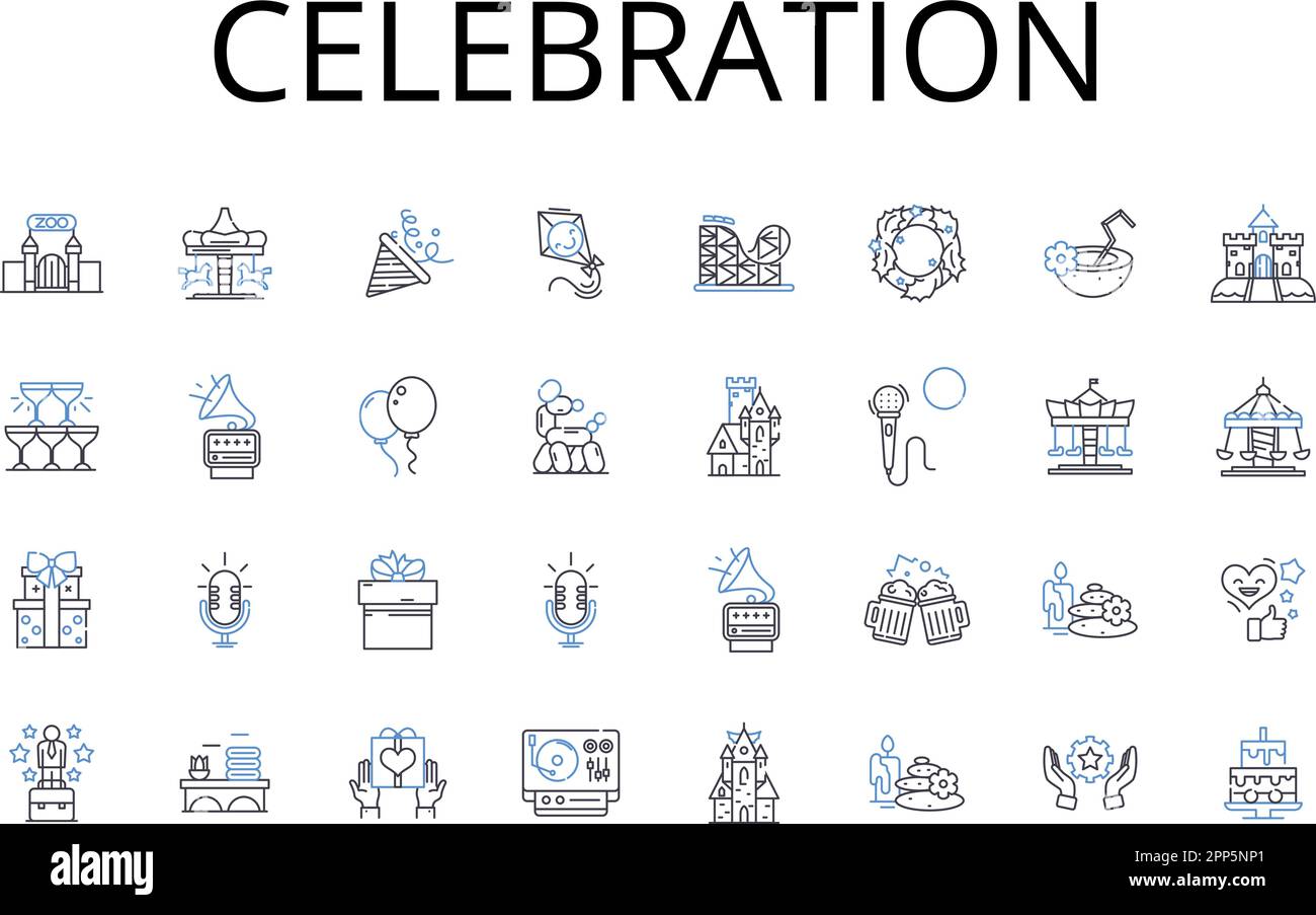 Celebration line icons collection. Happiness, Festivity, Merriment ...