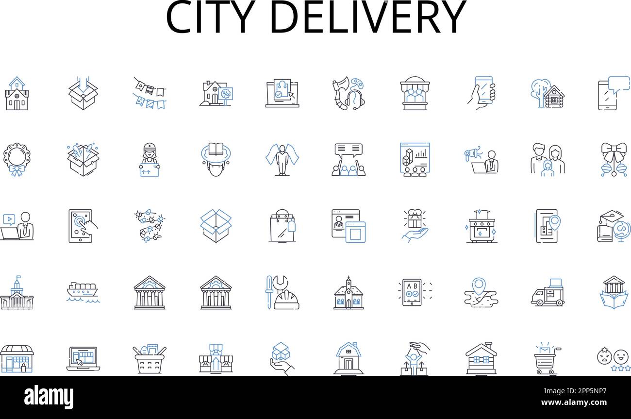 City delivery line icons collection. Empathy, Responsiveness, Problem ...