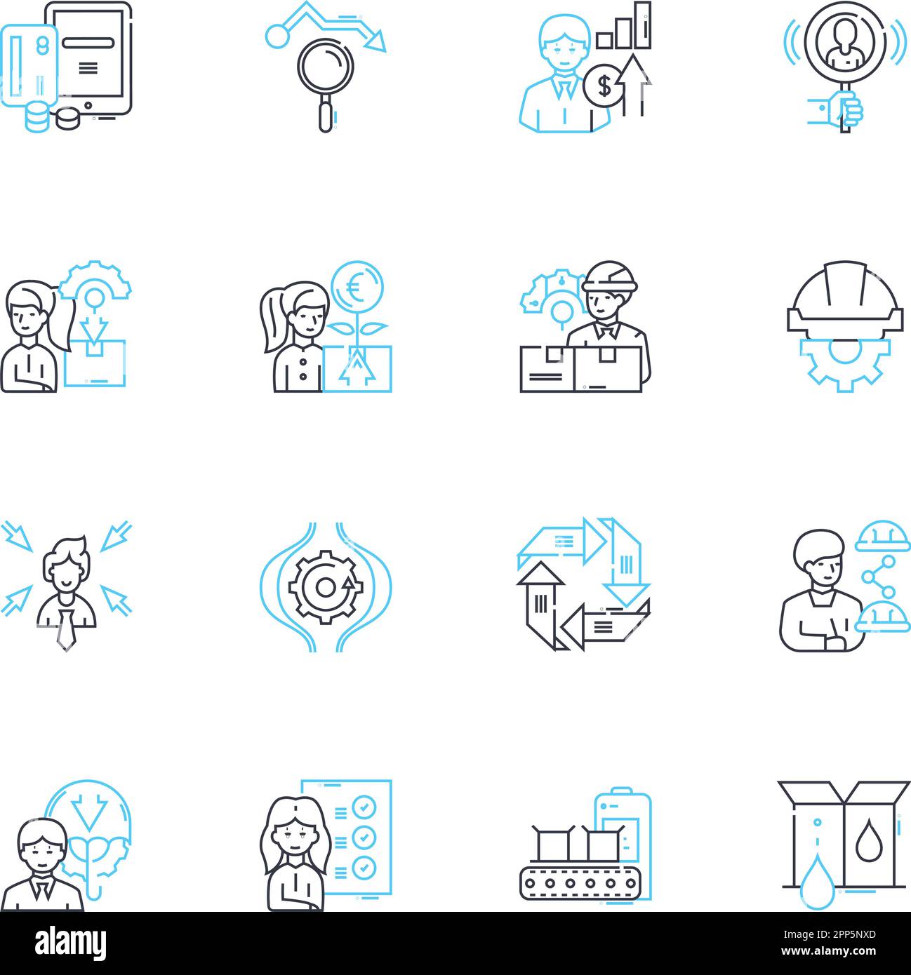 Advertising campaign linear icons set. Creativity, Strategy, Branding ...