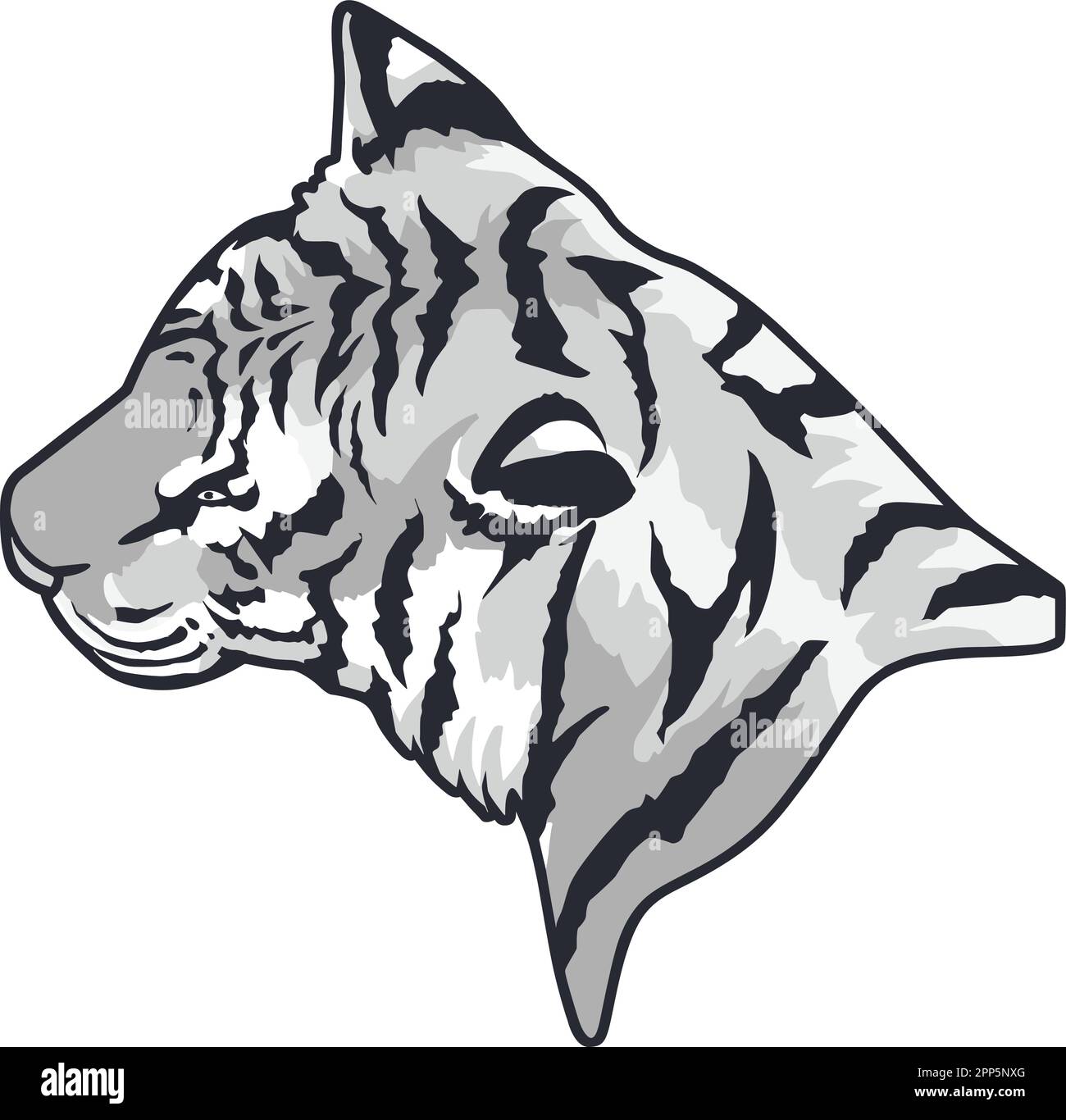 Simple White Tiger Face Drawing