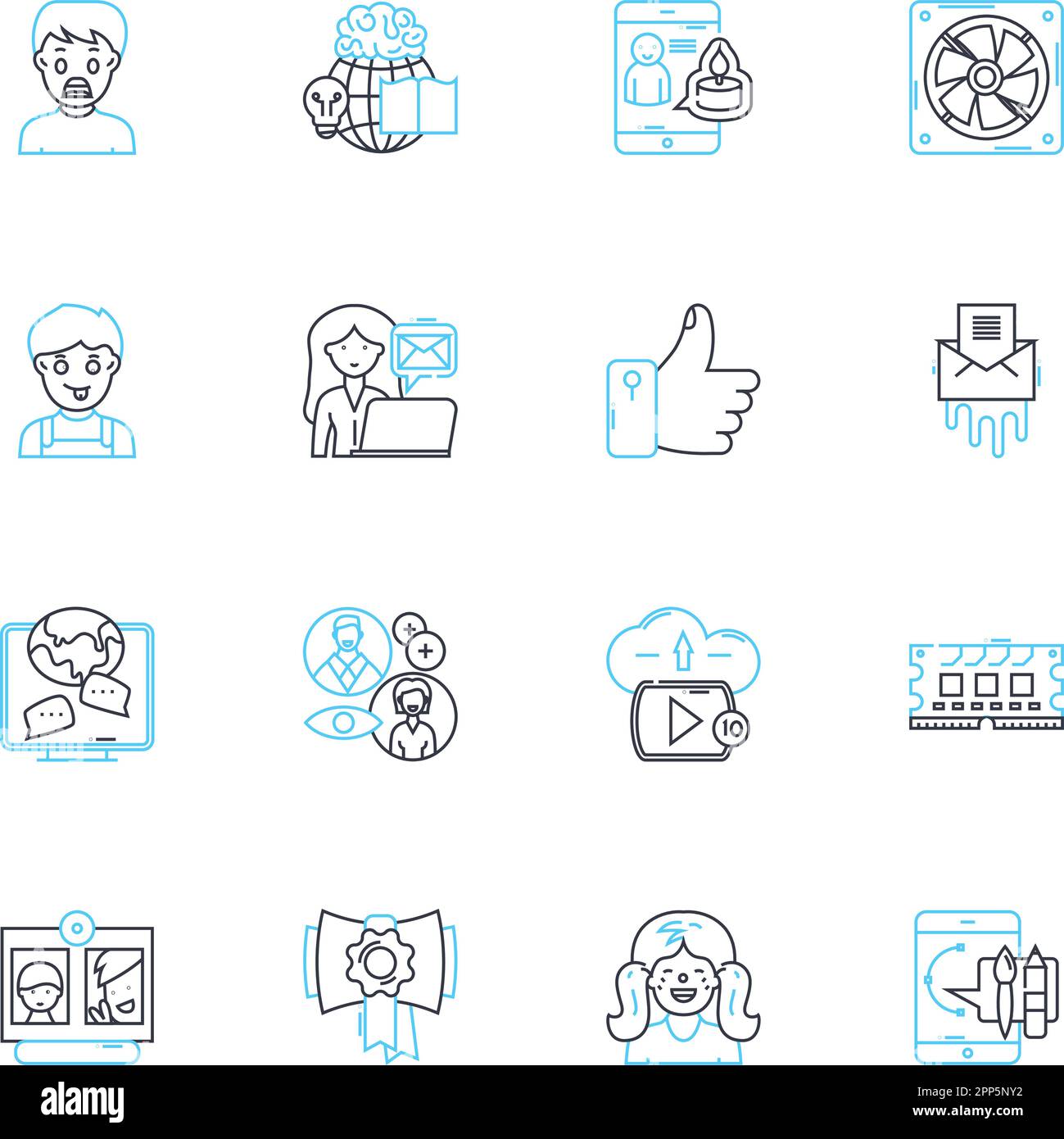 Colloquium linear icons set. Conference, Symposium, Discussion ...