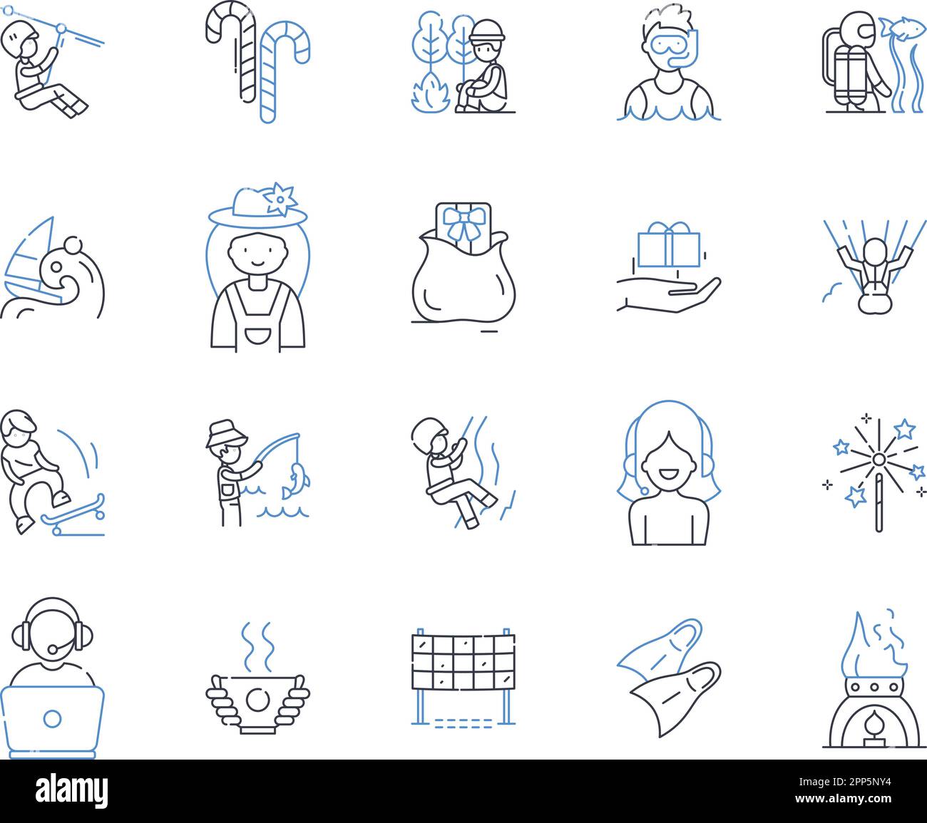 Enjoyment line icons collection. Bliss, Happiness, Pleasure, Thrill ...
