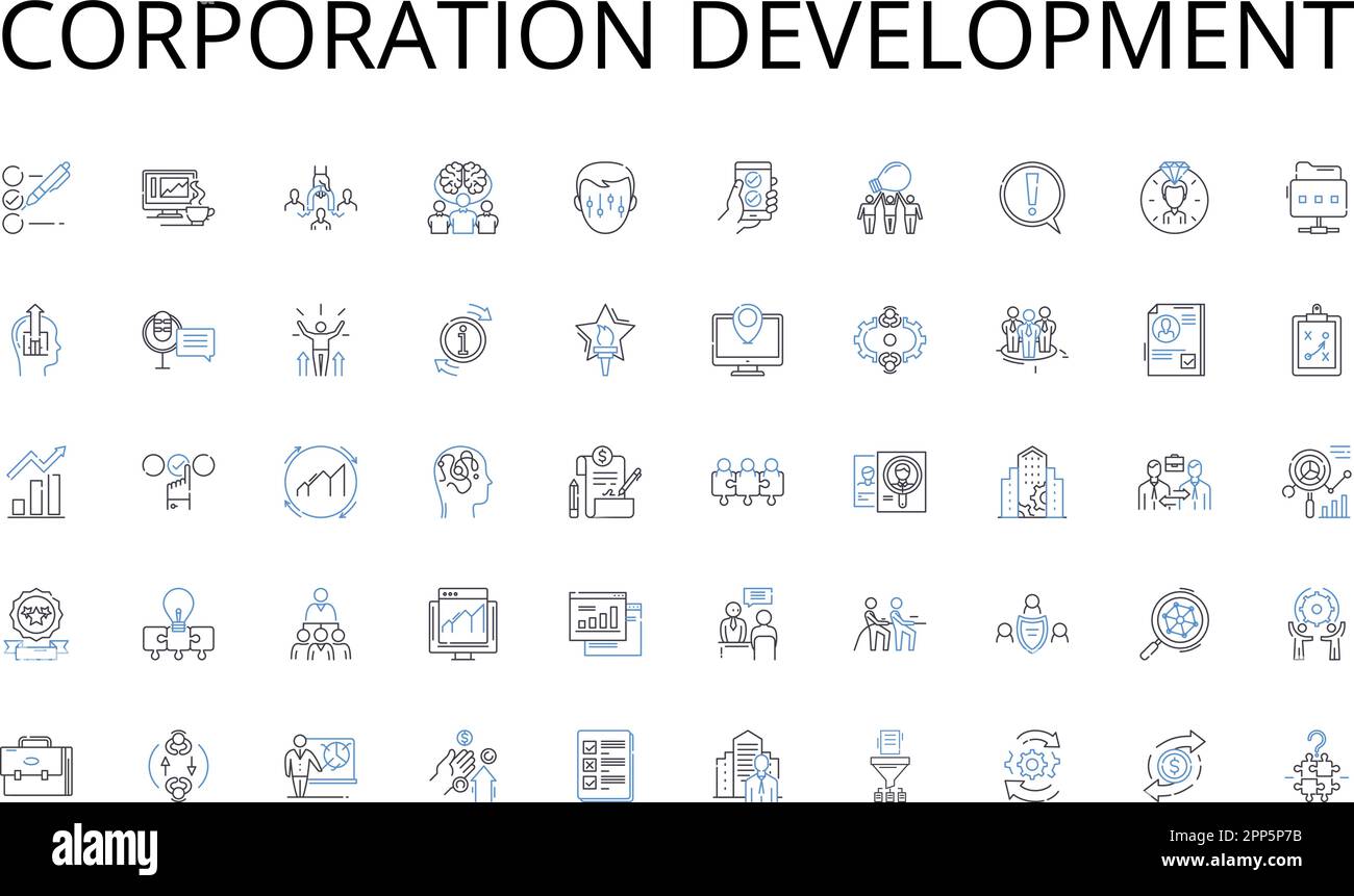 Corporation development line icons collection. Imagination, Innovation ...