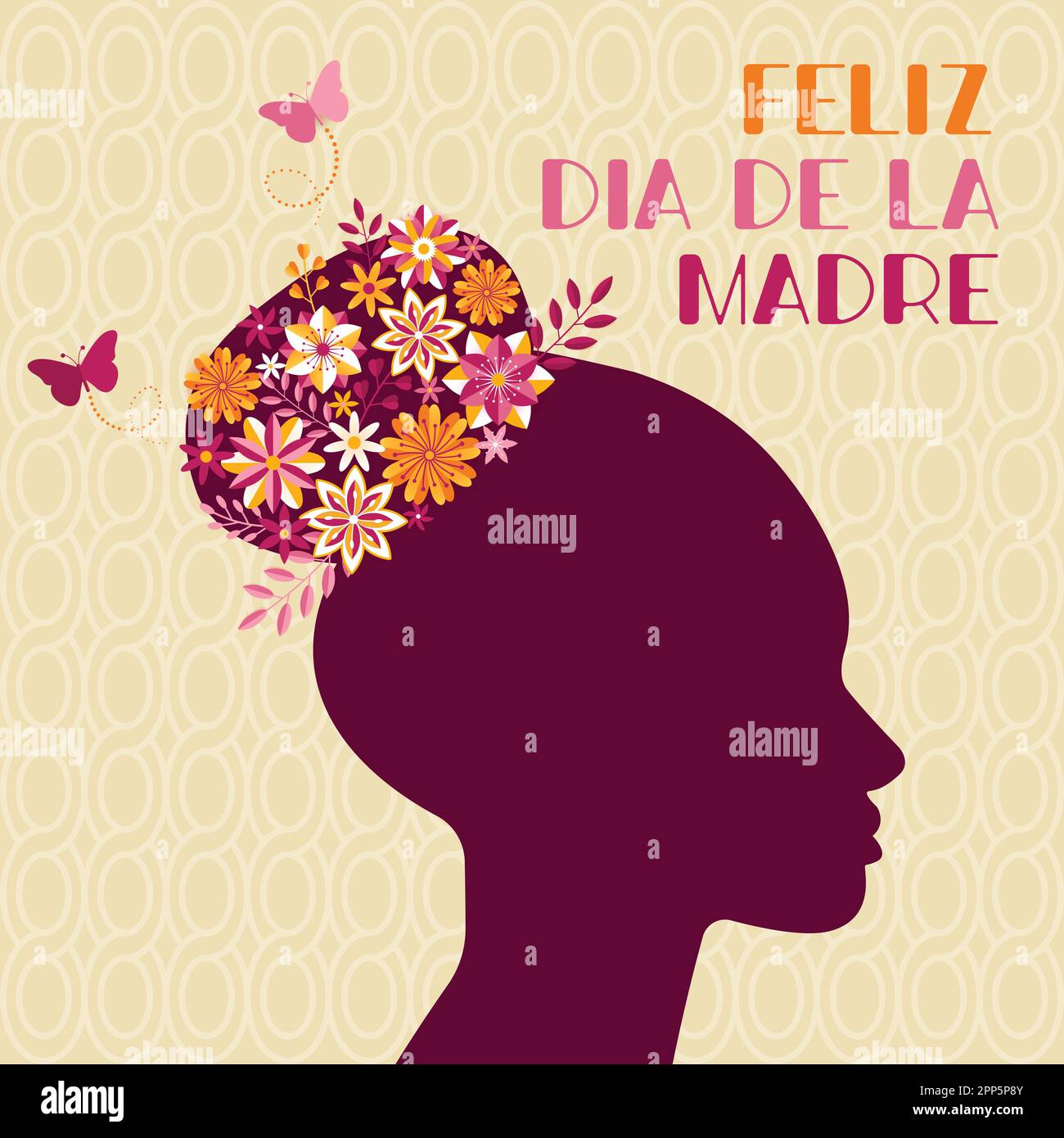 Feliz Dia De La Madre Vector Illustration Floral Silhouette Concept