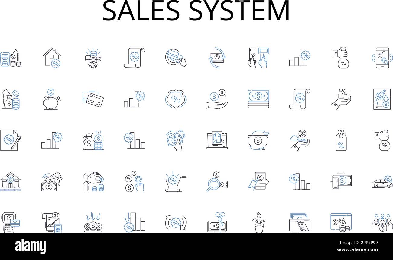 Sales system line icons collection. Expansion, Growth, Investment ...