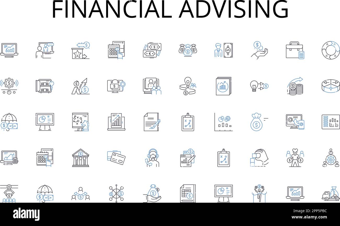 Financial advising line icons collection. Automation, Blockchain, Cloud ...