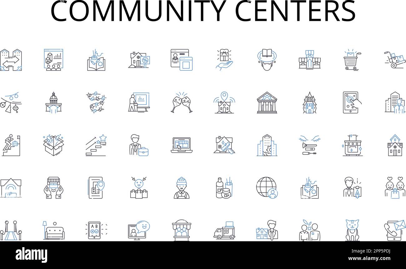 Community centers line icons collection. Conversion, Revenue, Targets ...
