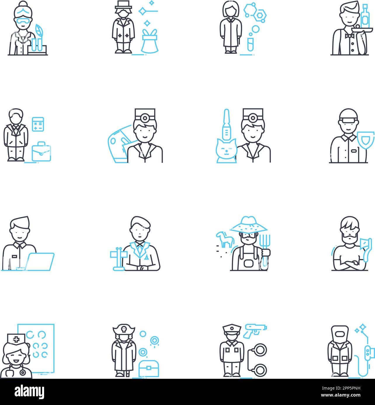 Work opportunities linear icons set. Career, Employment, Occupation ...