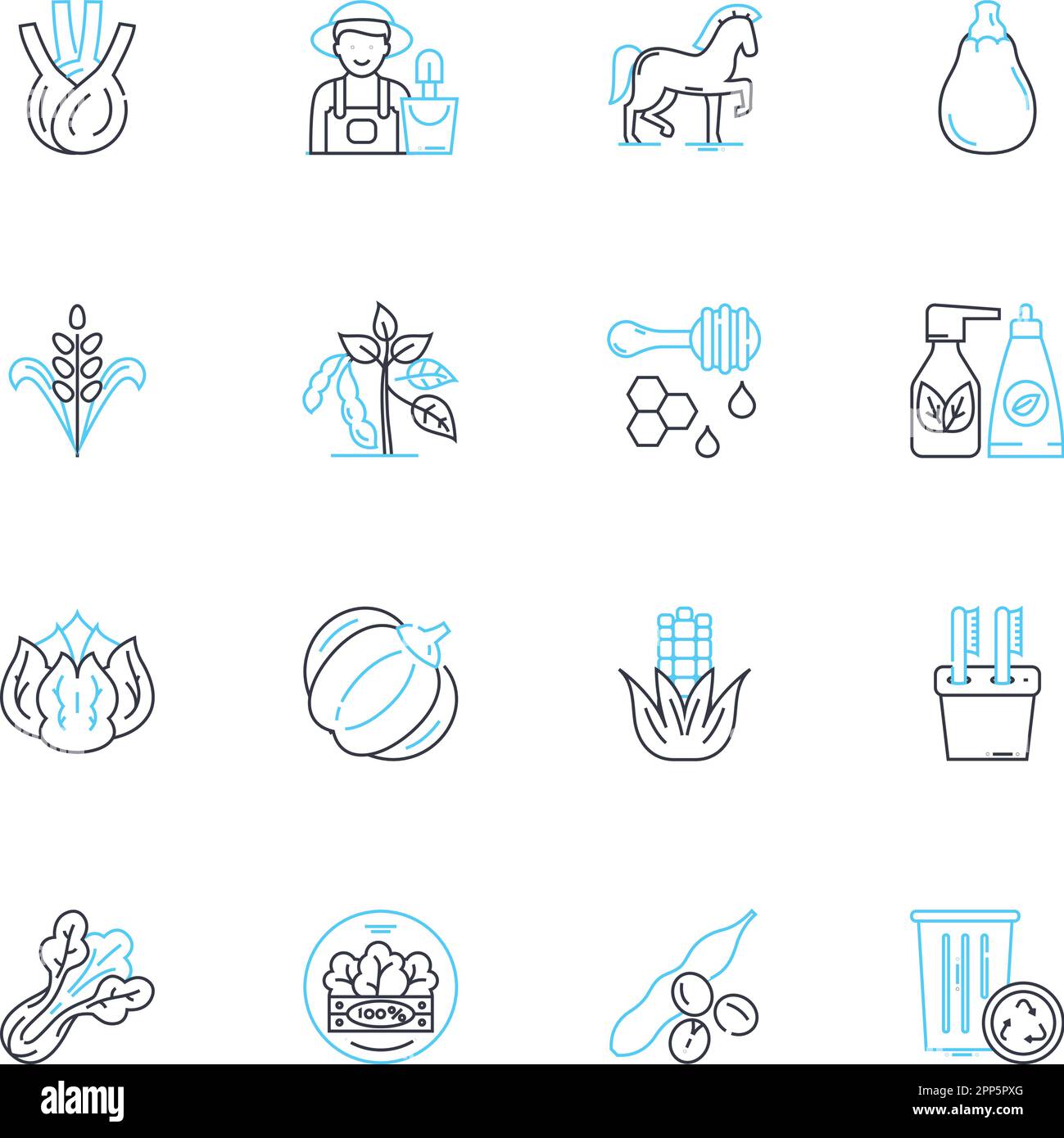 Natural homestead linear icons set. Sustainability, Permaculture, Self ...