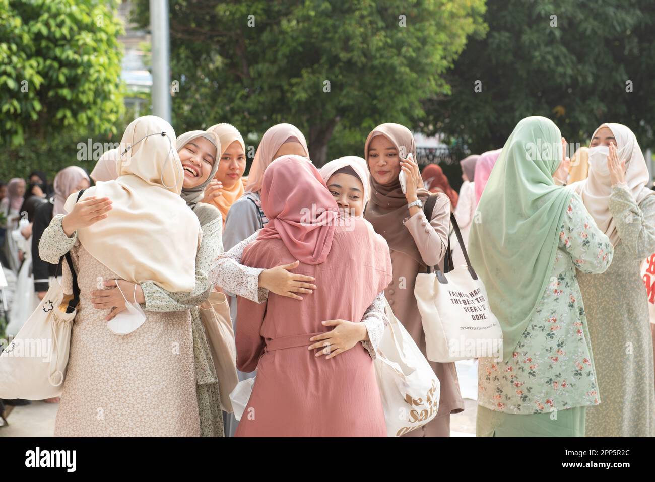Bangkok, Thailand. 22nd Apr, 2023. Muslim worshippers gather, perform ...