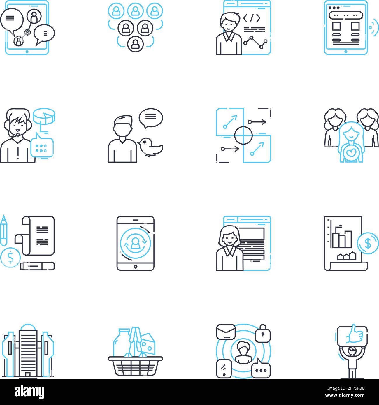 Direct traffic linear icons set. Visitors, Organic, Unpaid, Targeted ...