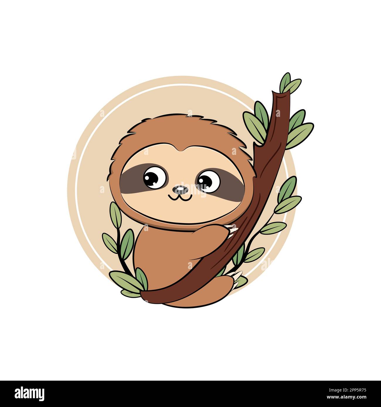 Cute sloth in cartoon style. Vector illustration Stock Vector Image ...
