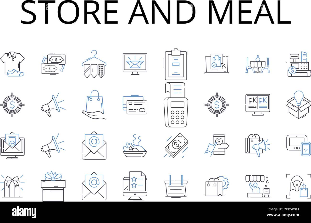 Store and meal line icons collection. tore, Shop, Market, Boutique ...